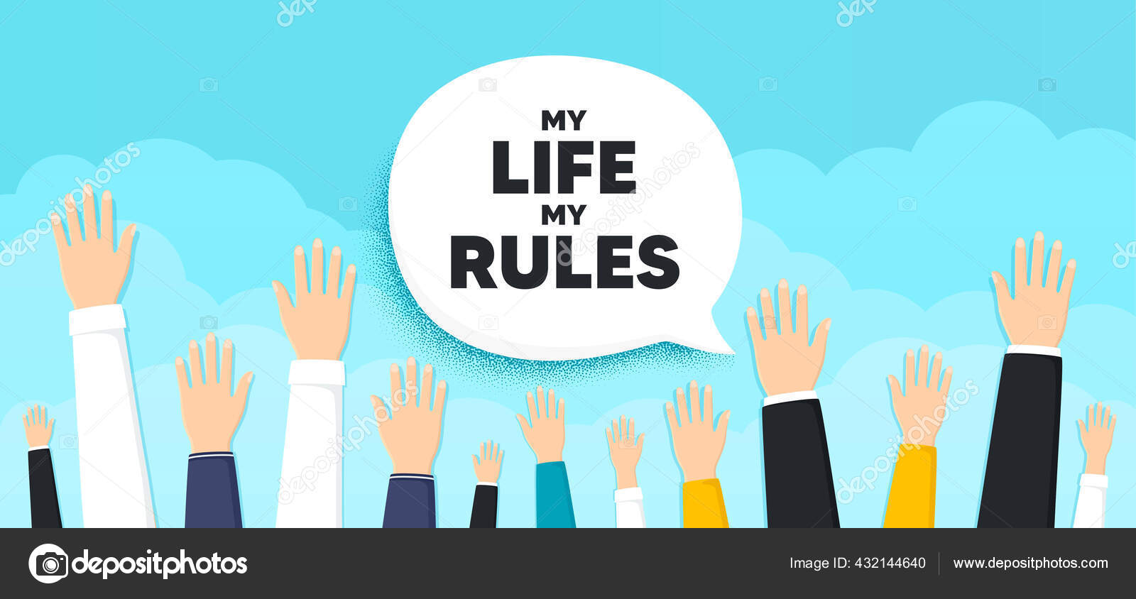 Life Rules Motivation Message People Hands Cloud Background ...
