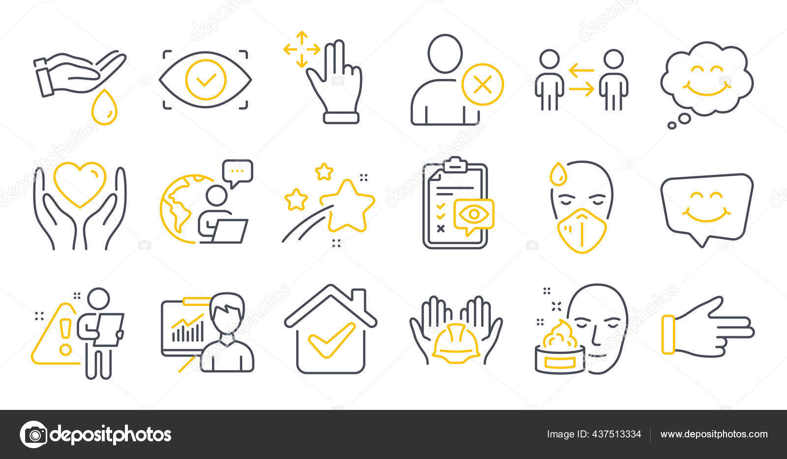 Set People Icons Eye Checklist Move Gesture Sick Man Symbols Stock ...