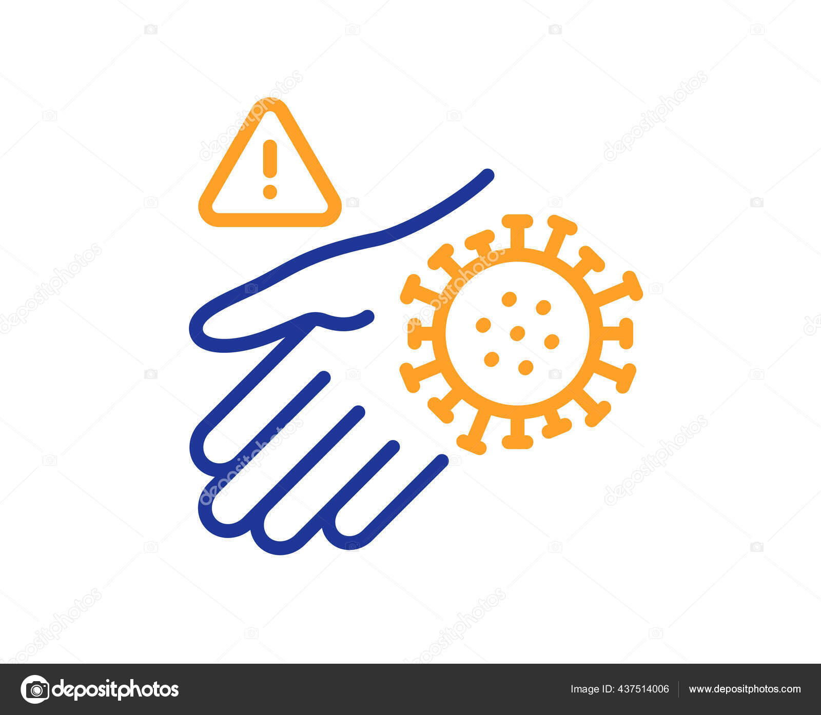 Wash Hand Line Icon Dont Touch Warning Sign Hygiene Notification Stock ...