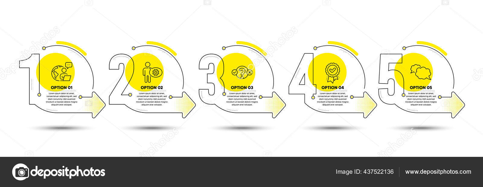 Cogwheel Quiz Test Approved Award Line Icons Set Timeline Process Stock ...