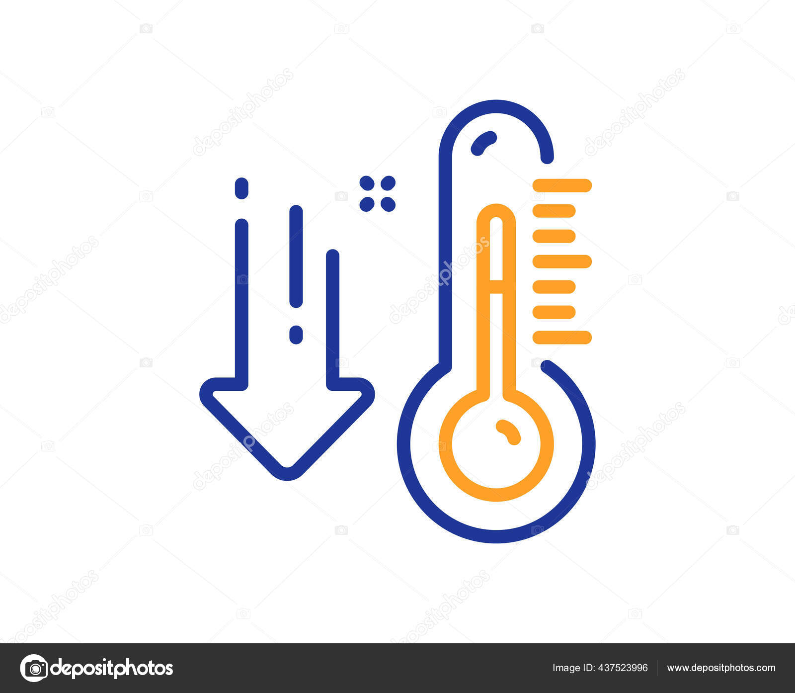 Low Thermometer Line Icon Temperature Diagnostic Sign Fever Measuring ...