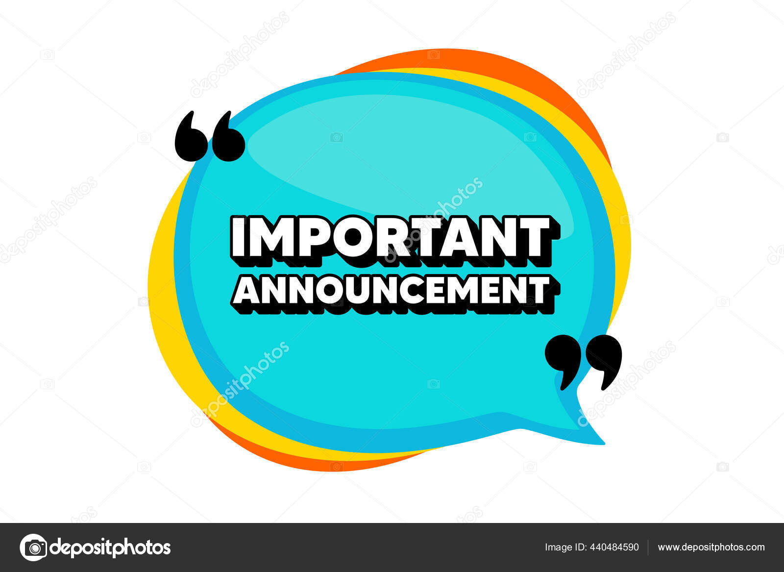 Important Announcement Blue Speech Bubble Banner Quotes Special Offer ...