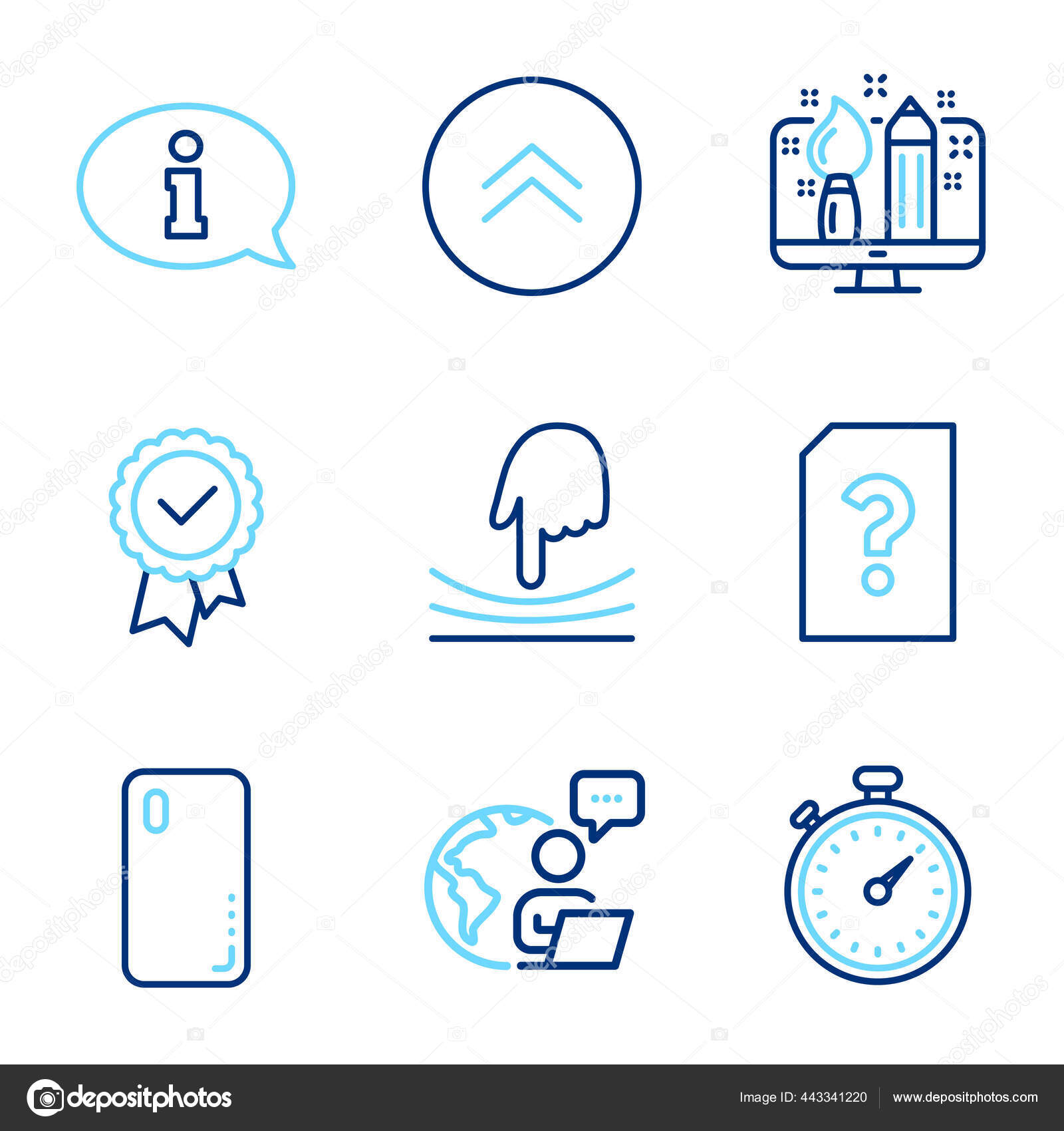 Technology Icons Set Included Icon Smartphone Cover Timer Swipe Signs Stock Vector Image by ...