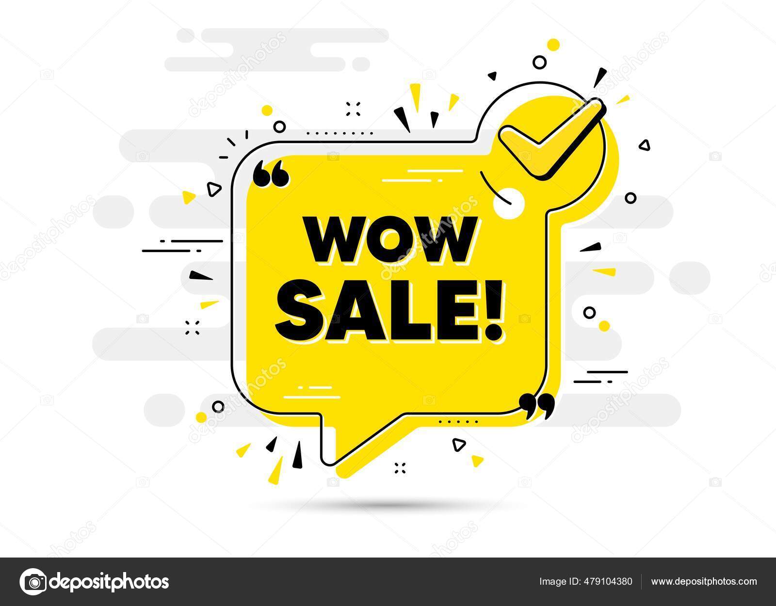 Wow Sale Text Check Mark Chat Bubble Banner Special Offer Stock ...