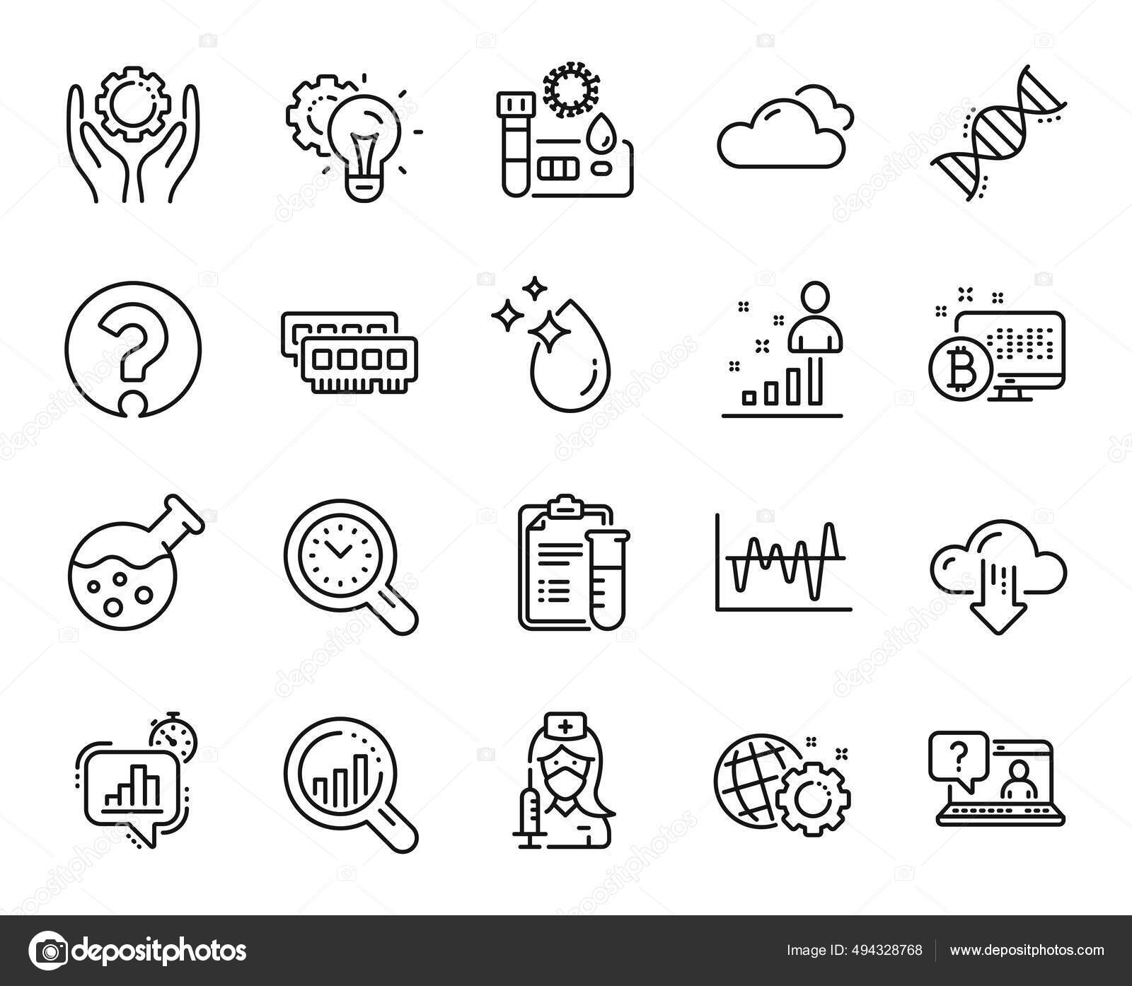 Vector Set Chemistry Lab Employee Hand Covid Test Line Icons Stock ...