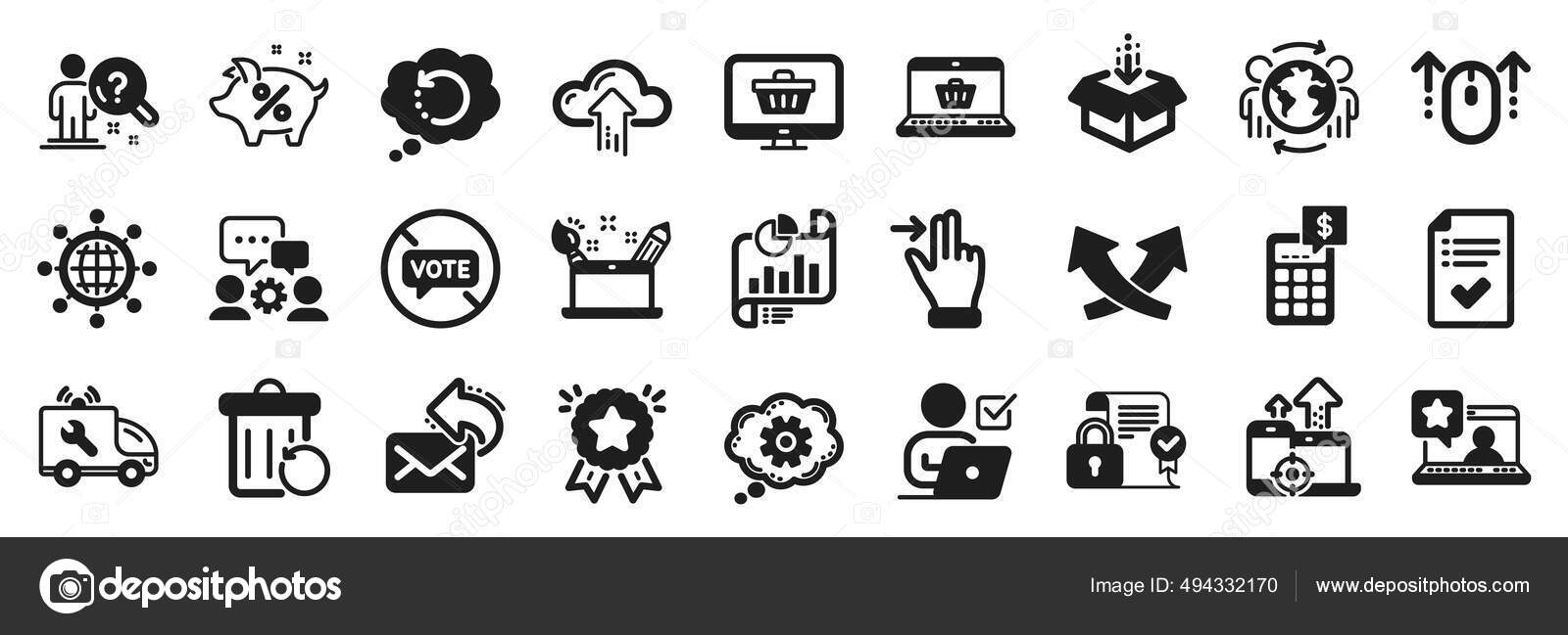 Set Technology Icons Approved Checklist International Globe Engineering ...