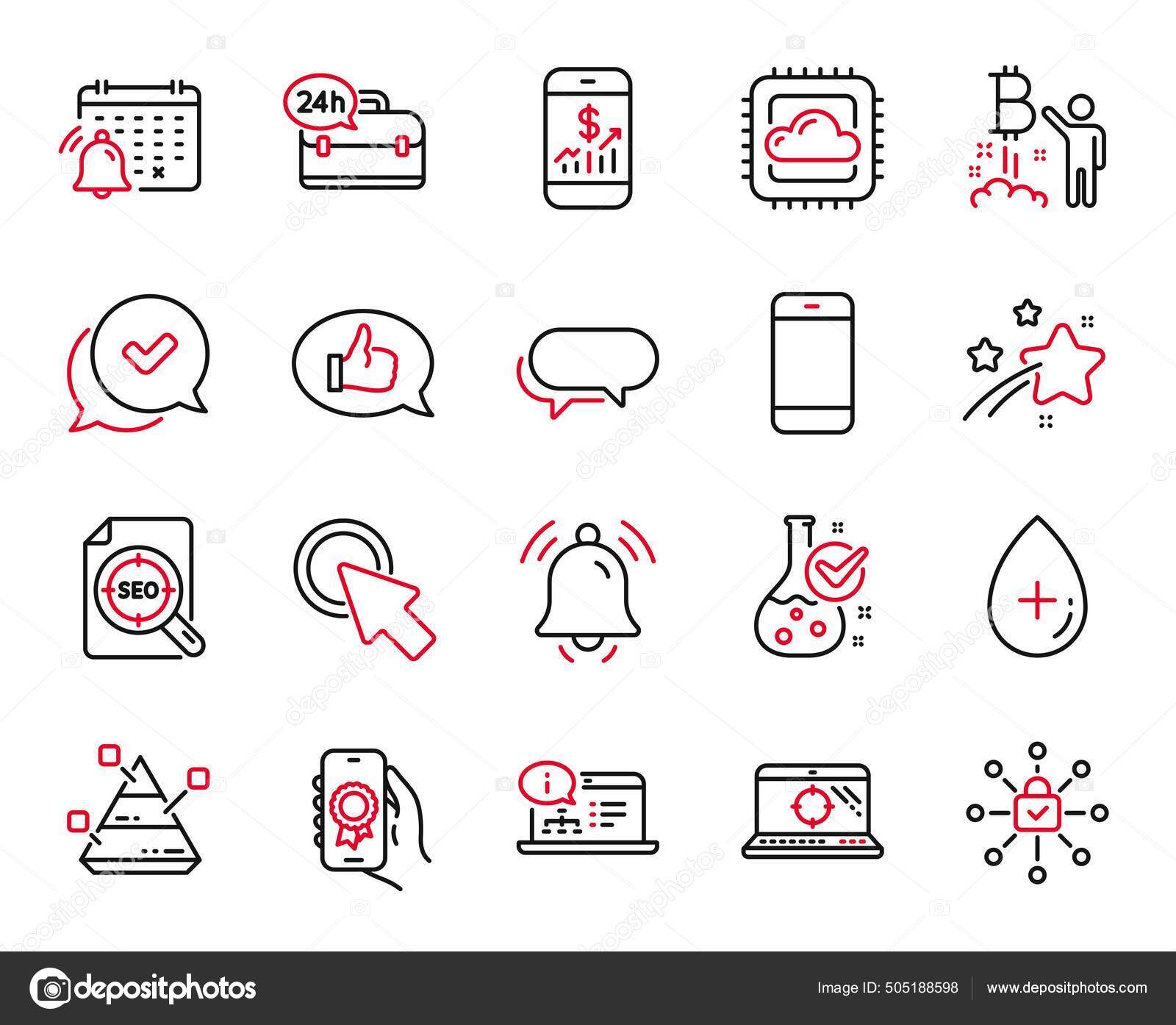 Vector Set Technology Icons Related Notification Bell Mobile Finance ...