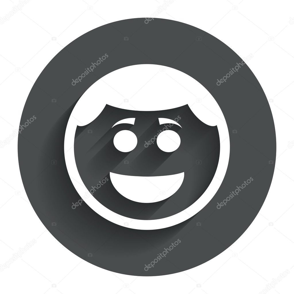 Smile face icon. Smiley with hairstyle symbol. Stock Vector by ...