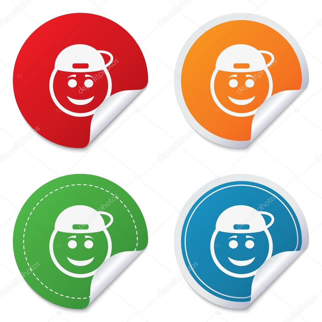 Smile rapper face icon. Smiley symbol. Stock Vector by ©Blankstock 53775577