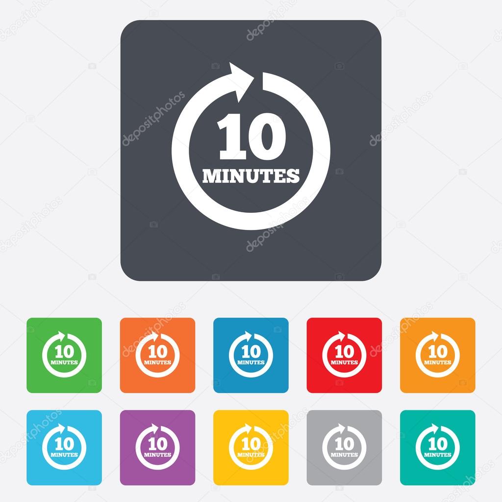 Every 10 minutes sign icon. Full rotation arrow. Stock Vector Image by ...