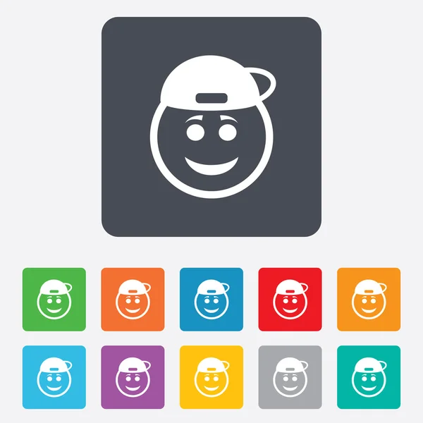 Smile rapper face icon. Smiley symbol. Stock Vector Image by ...