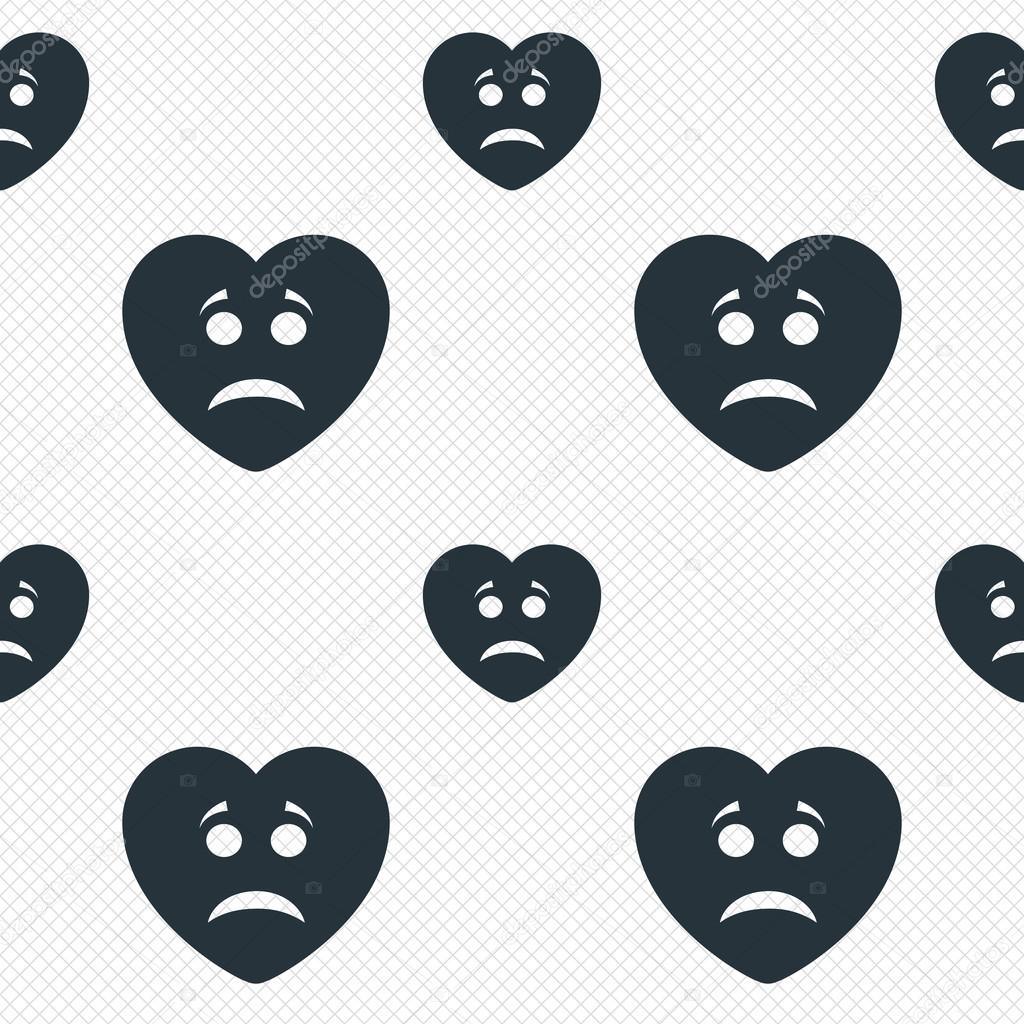 Sad heart face sign icon. Sadness symbol. Stock Vector Image by ...