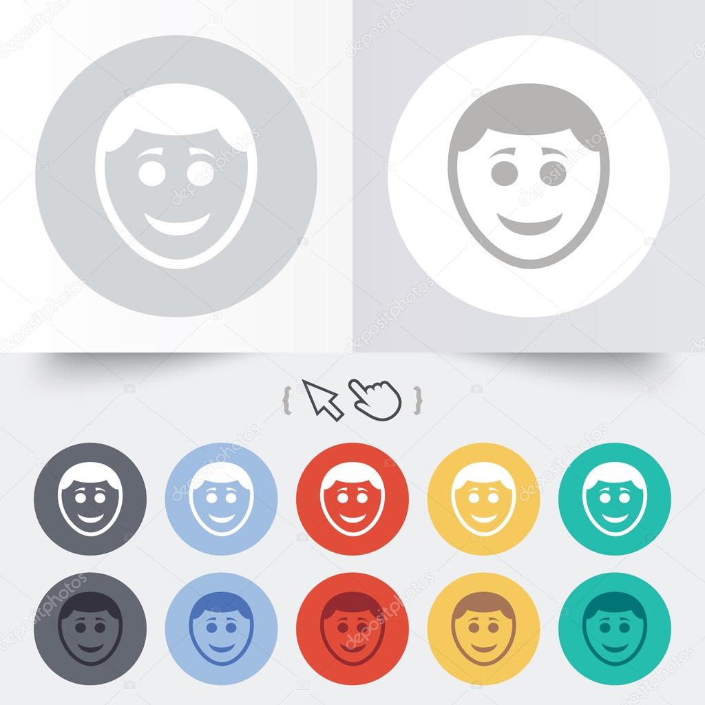 Smile face icon. Smiley with hairstyle symbol. Stock Vector Image by ...