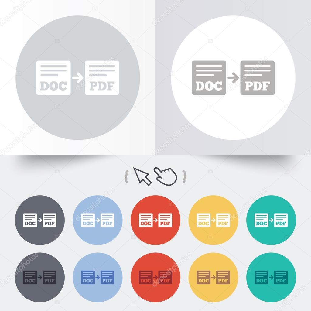 Export DOC to PDF icon. File document symbol. Stock Vector Image by ...