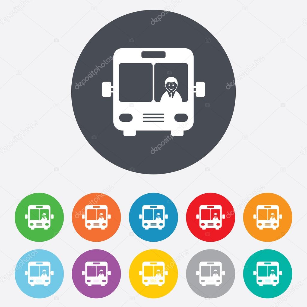Icono de señal de autobús. Símbolo transporte público . vector, gráfico ...