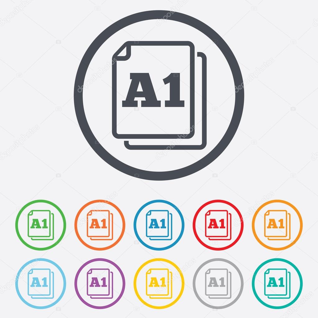 Paper size A1 standard icon. Document symbol. Stock Vector Image by ...