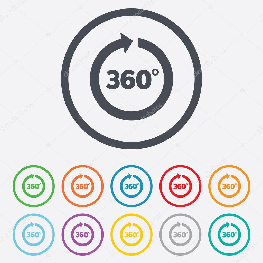 Ángulo 360 grados signo icono. Geometría símbolo matemático 2022