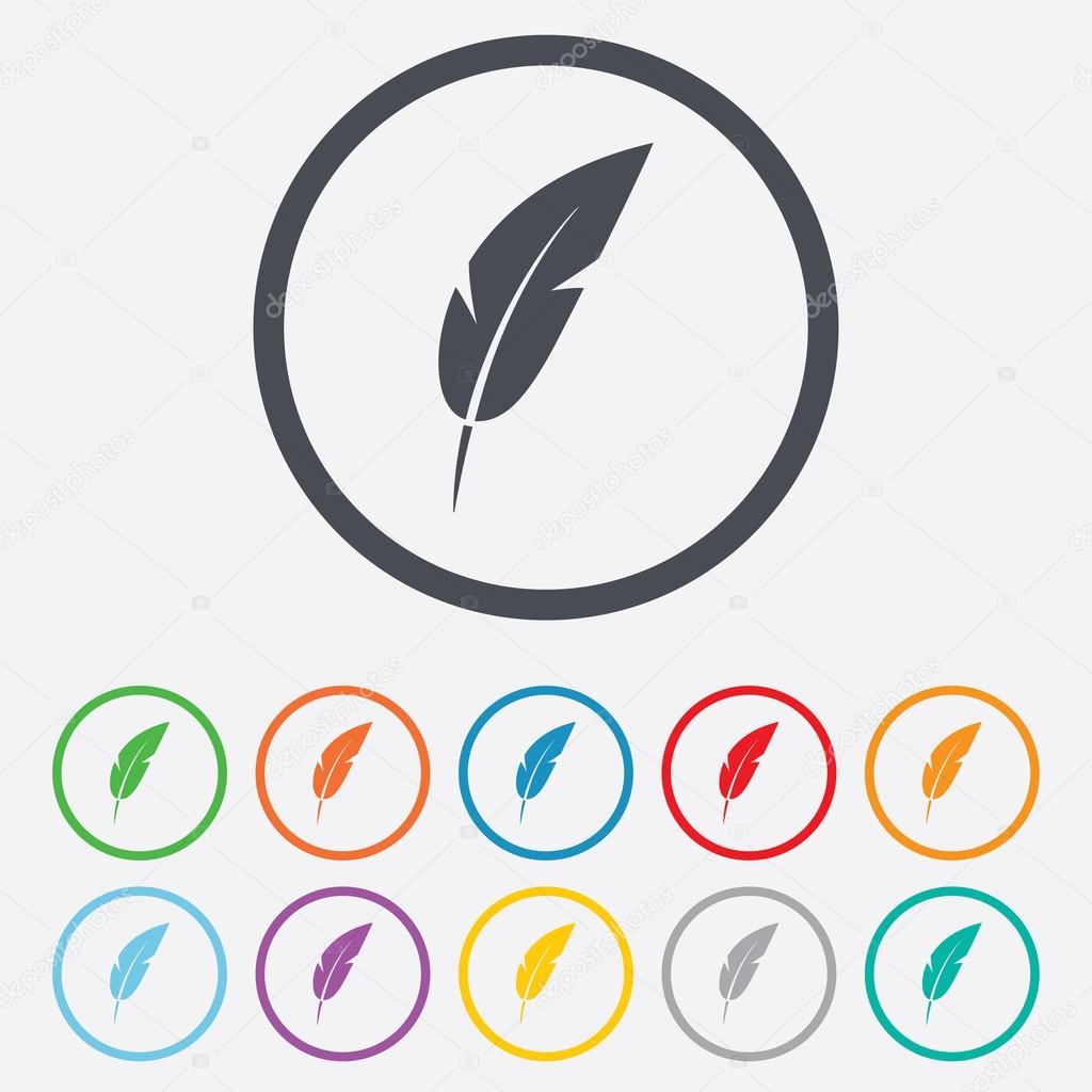 Signo de pluma icono. Pluma retro símbolo . Vector de stock por ...