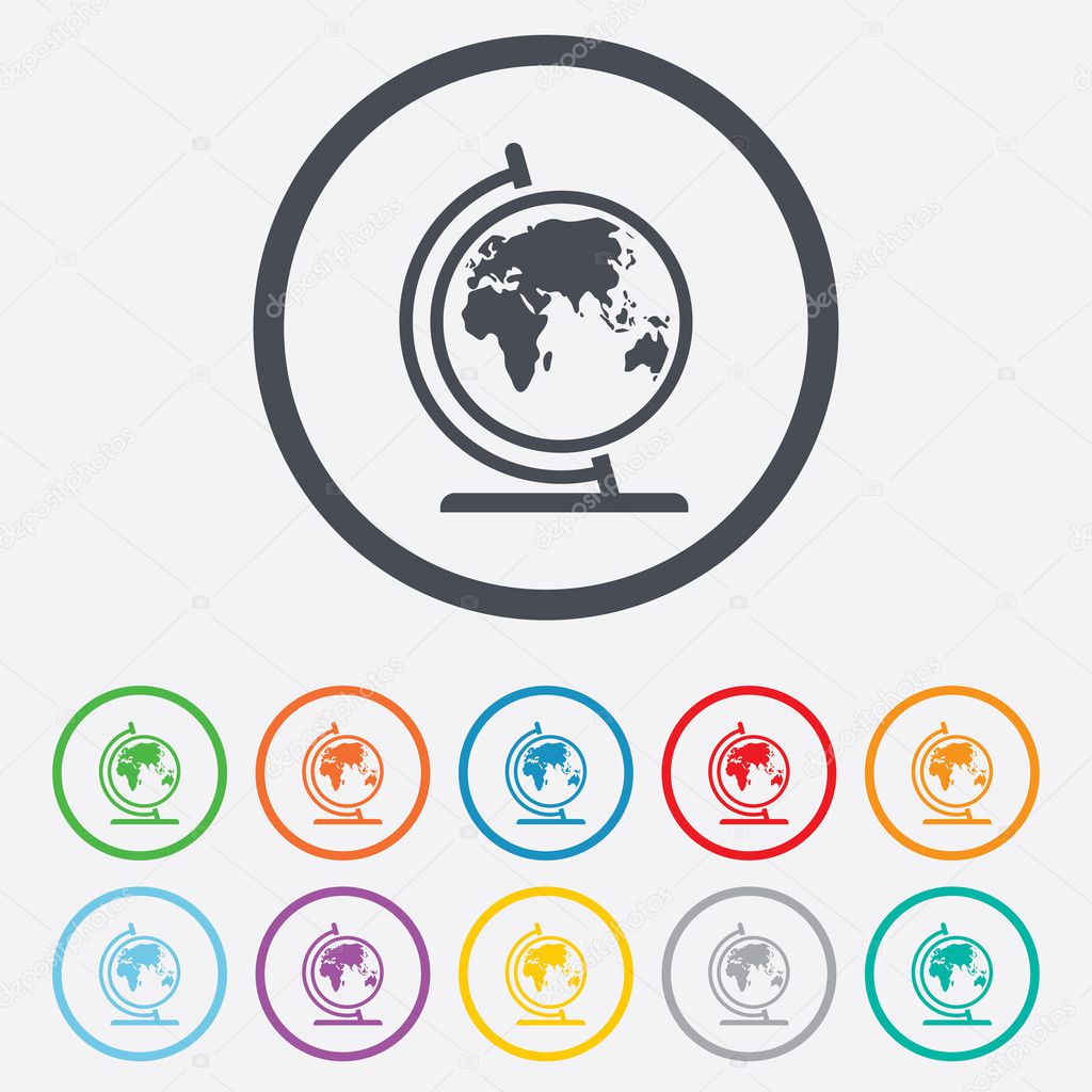 Globe sign icon. World map geography symbol. Stock Vector by ...