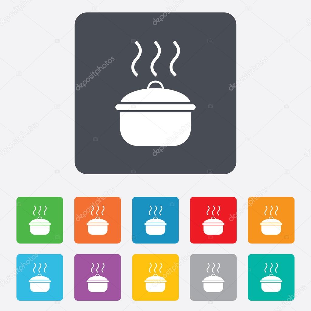 Cooking pan sign icon. Boil or stew food symbol. Stock Vector by ...