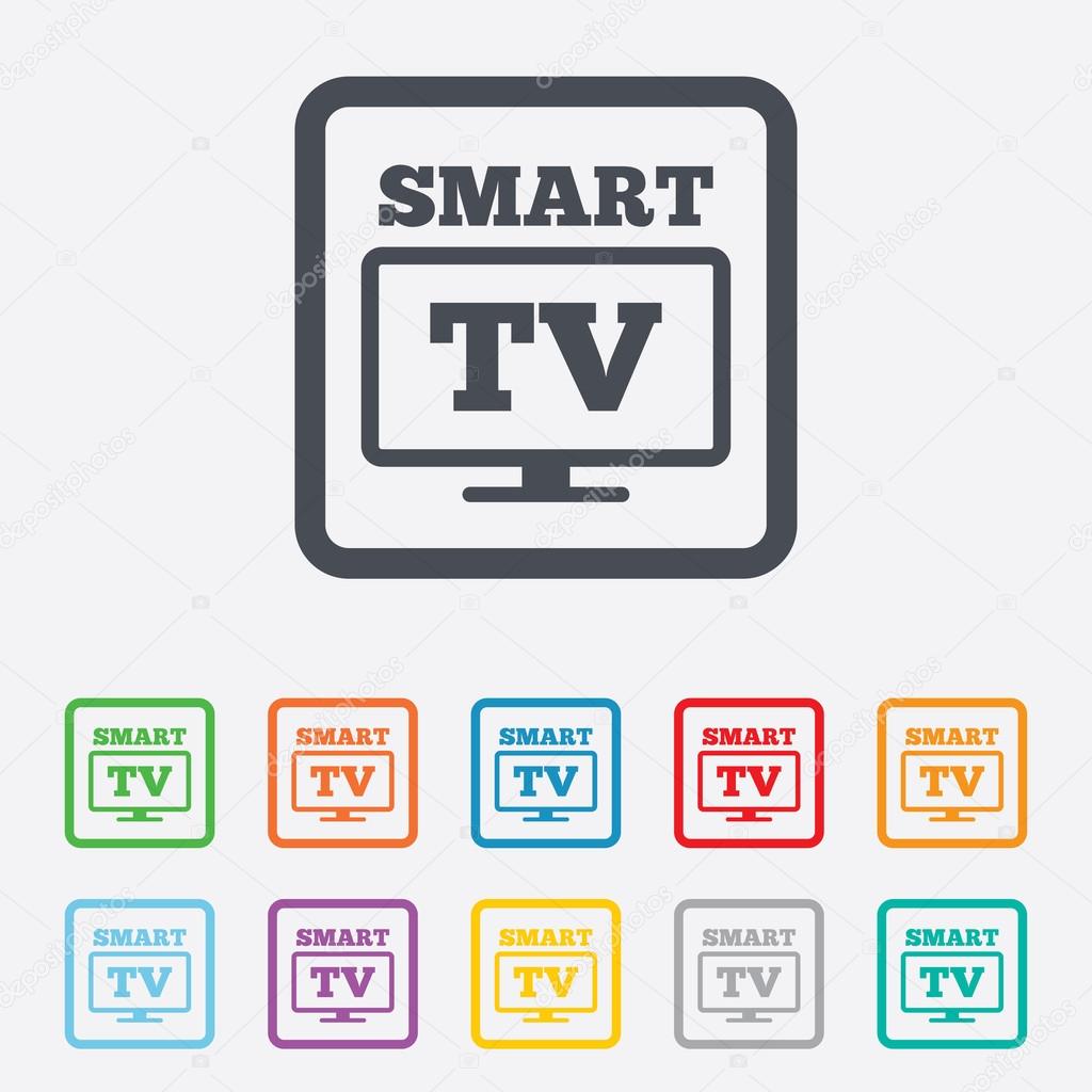 Widescreen Smart TV sign icon. Television set. Stock Vector Image by ...