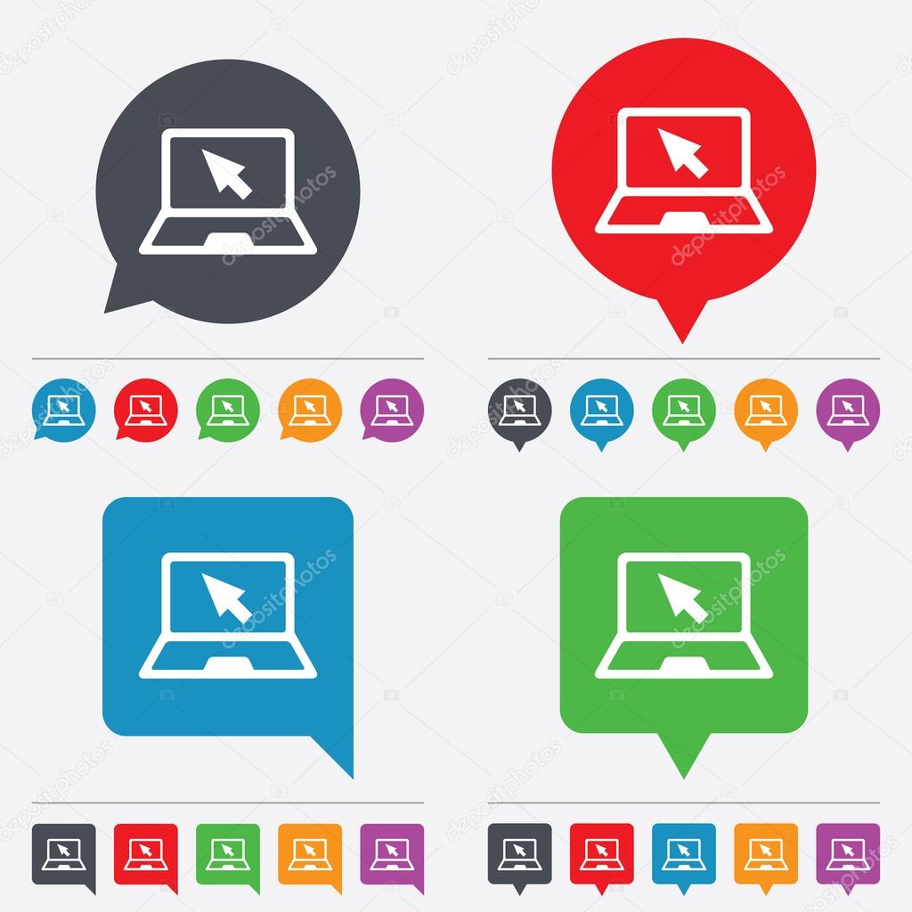 Laptop sign icon. Notebook pc with cursor symbol Stock Vector by ...