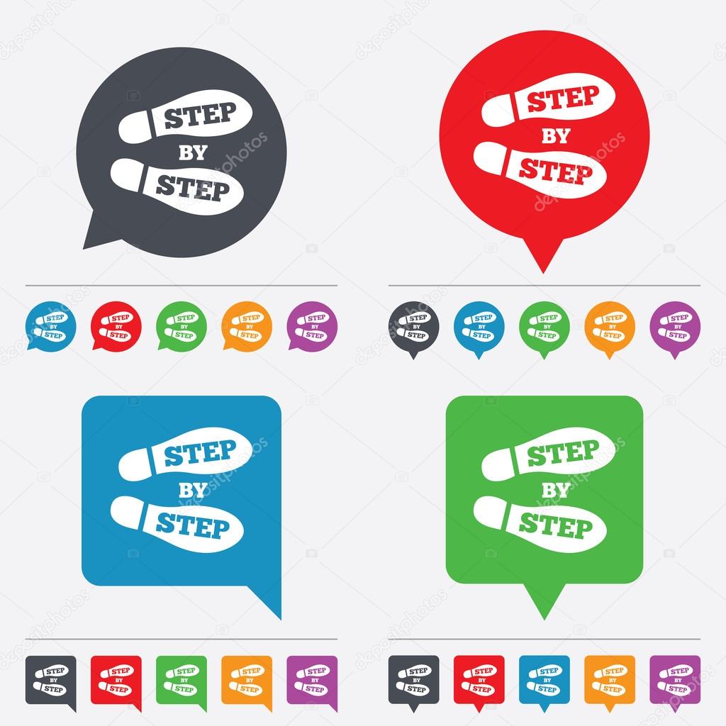 Icono de signo paso a paso. Huella zapatos símbolo . Vector de stock ...