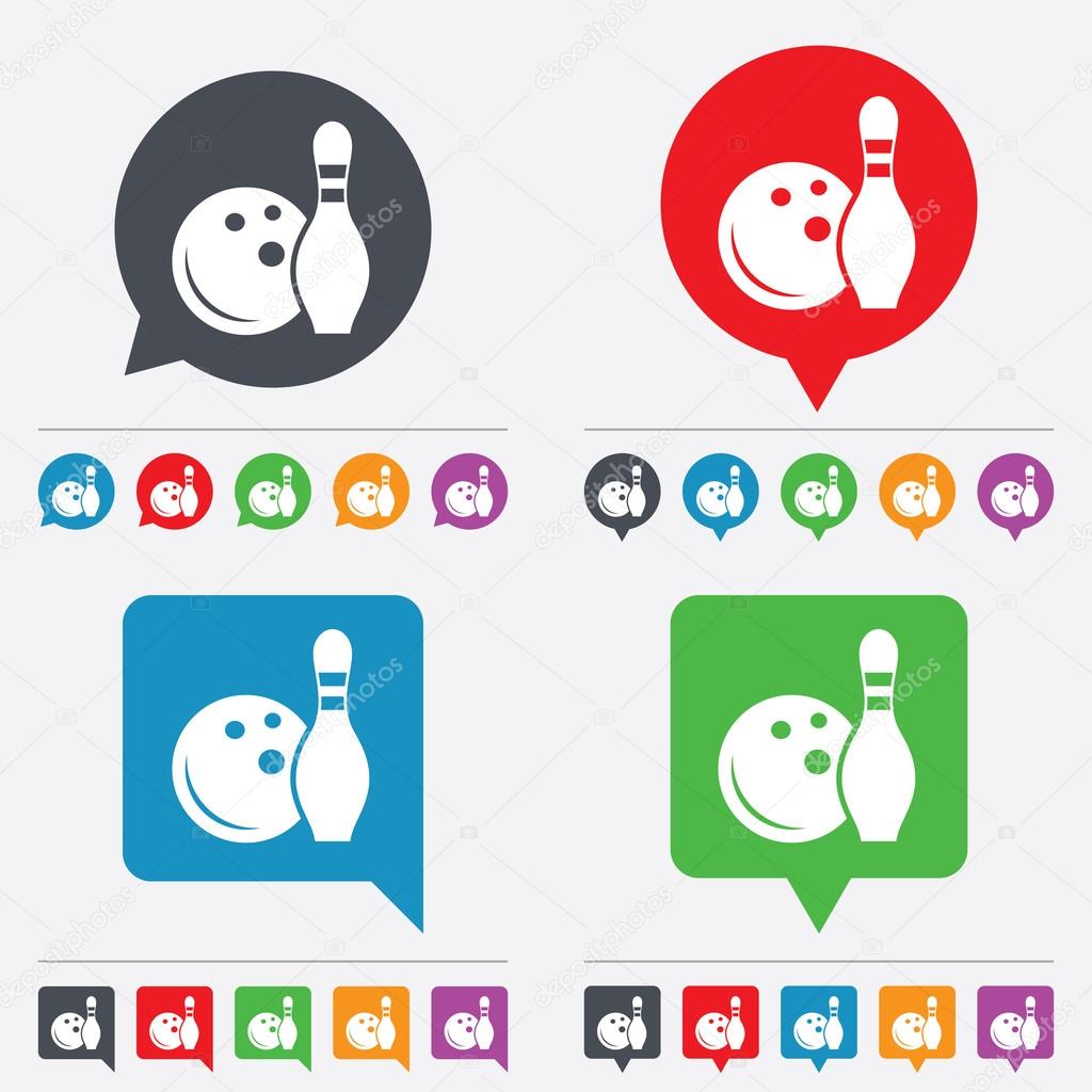 Bowling game sign icon. Ball with pin skittle. Stock Vector by ...
