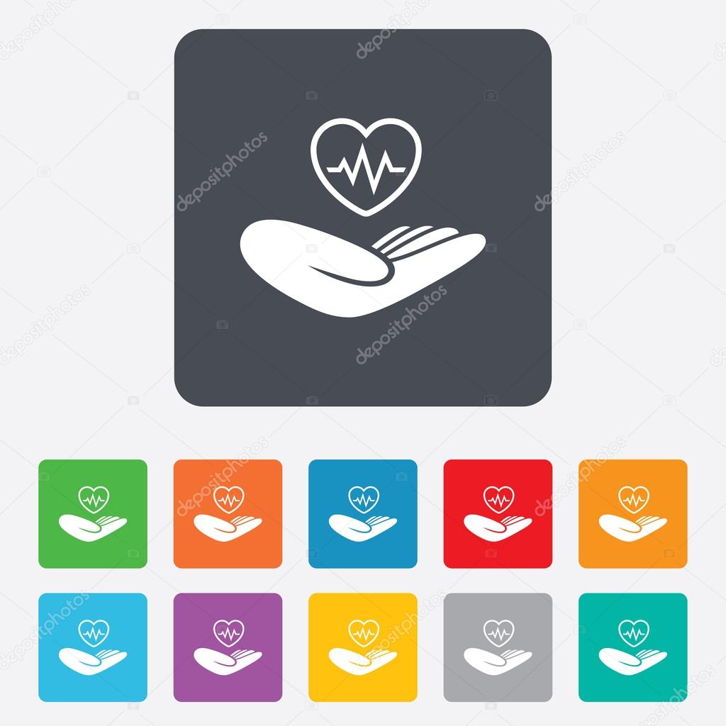 Life insurance sign. Hand holds heart. Stock Vector by ©Blankstock 58222571