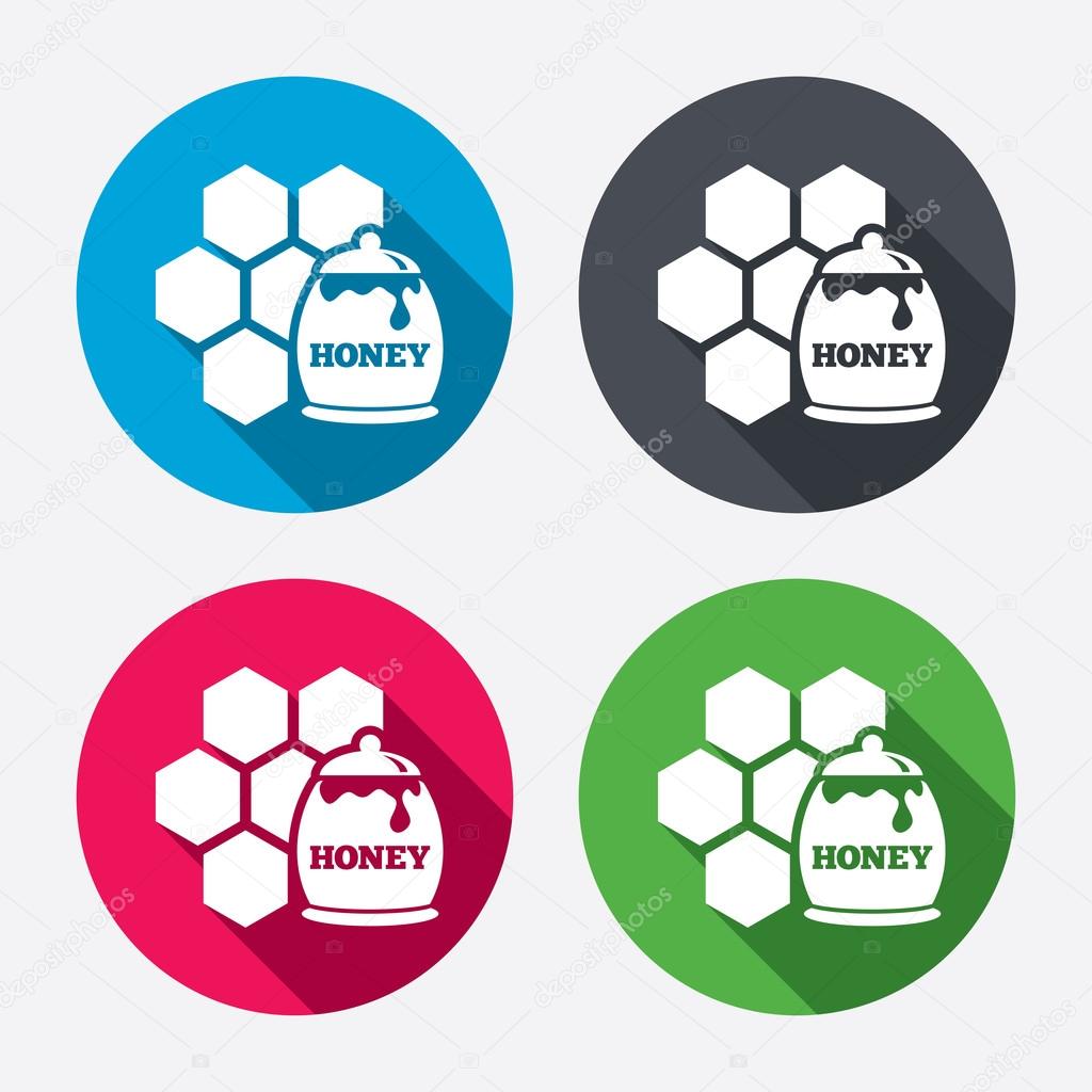 Honey in pot and honeycomb signs Stock Vector Image by ©Blankstock ...