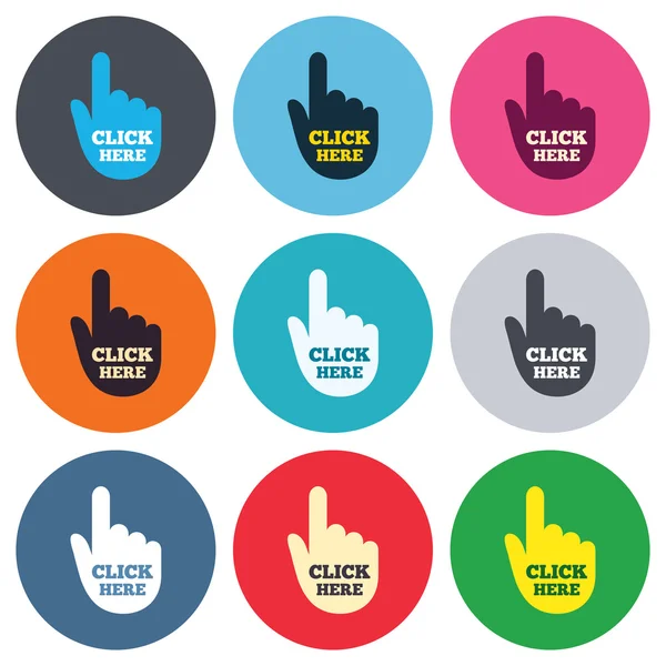 Click here signs. Hand press icons. Vector Stock Vector by ©Blankstock ...