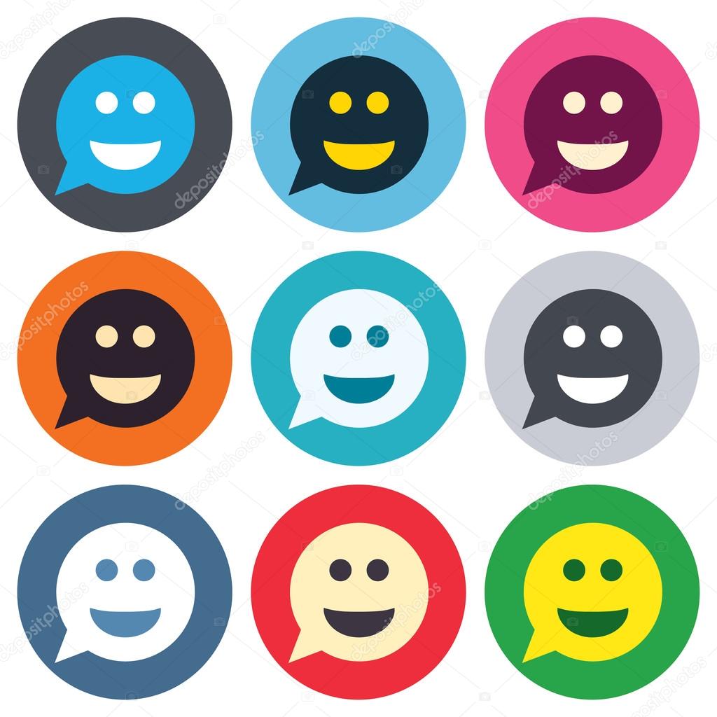 Smile face sign icons Stock Vector by ©Blankstock 63395537
