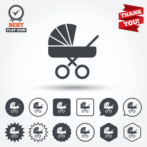 Baby pram stroller sign icon. Baby buggy symbol. — Stock Vector ...