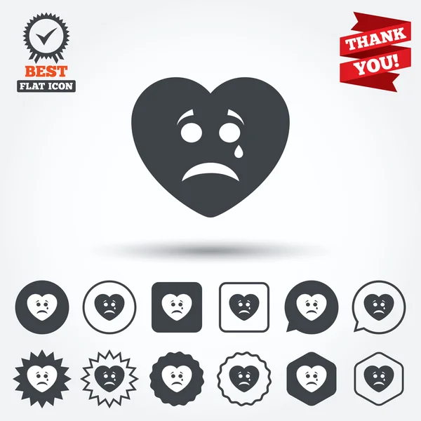 Sad heart face with tear icons — Stock Vector © Blankstock #60073369