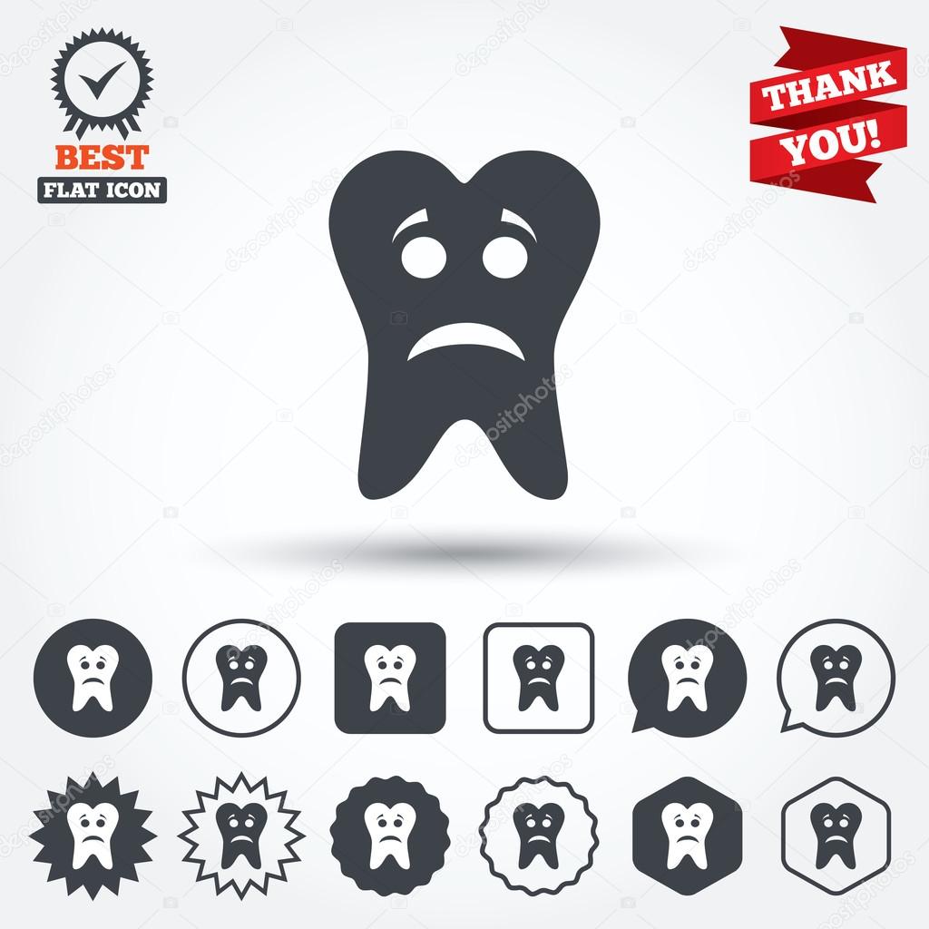 Tooth sad face sign icons Stock Vector Image by ©Blankstock #63897337