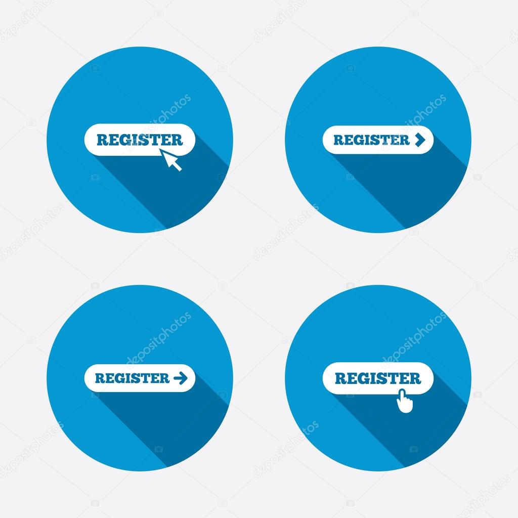 Register with hand pointer icons Stock Vector Image by ©Blankstock ...