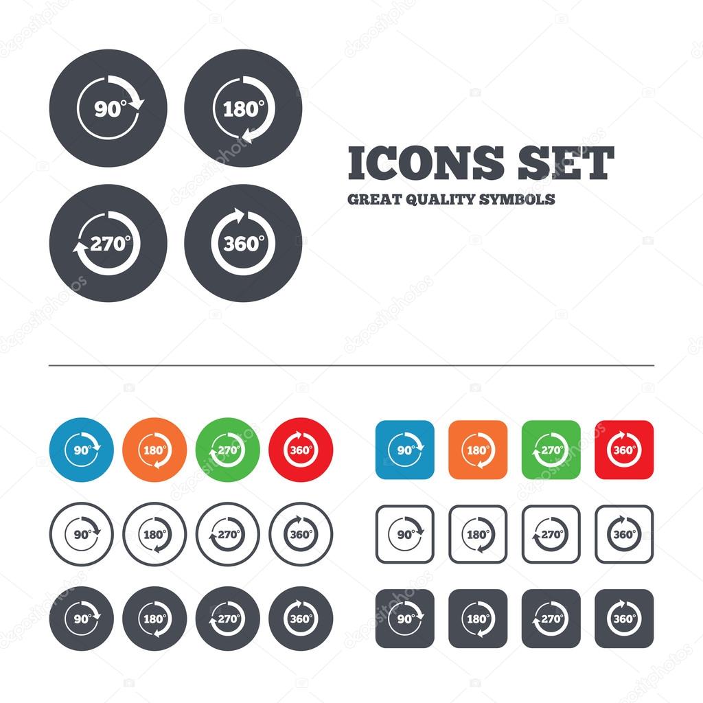 Angle degrees circle icons. Stock Vector by ©Blankstock 72604067