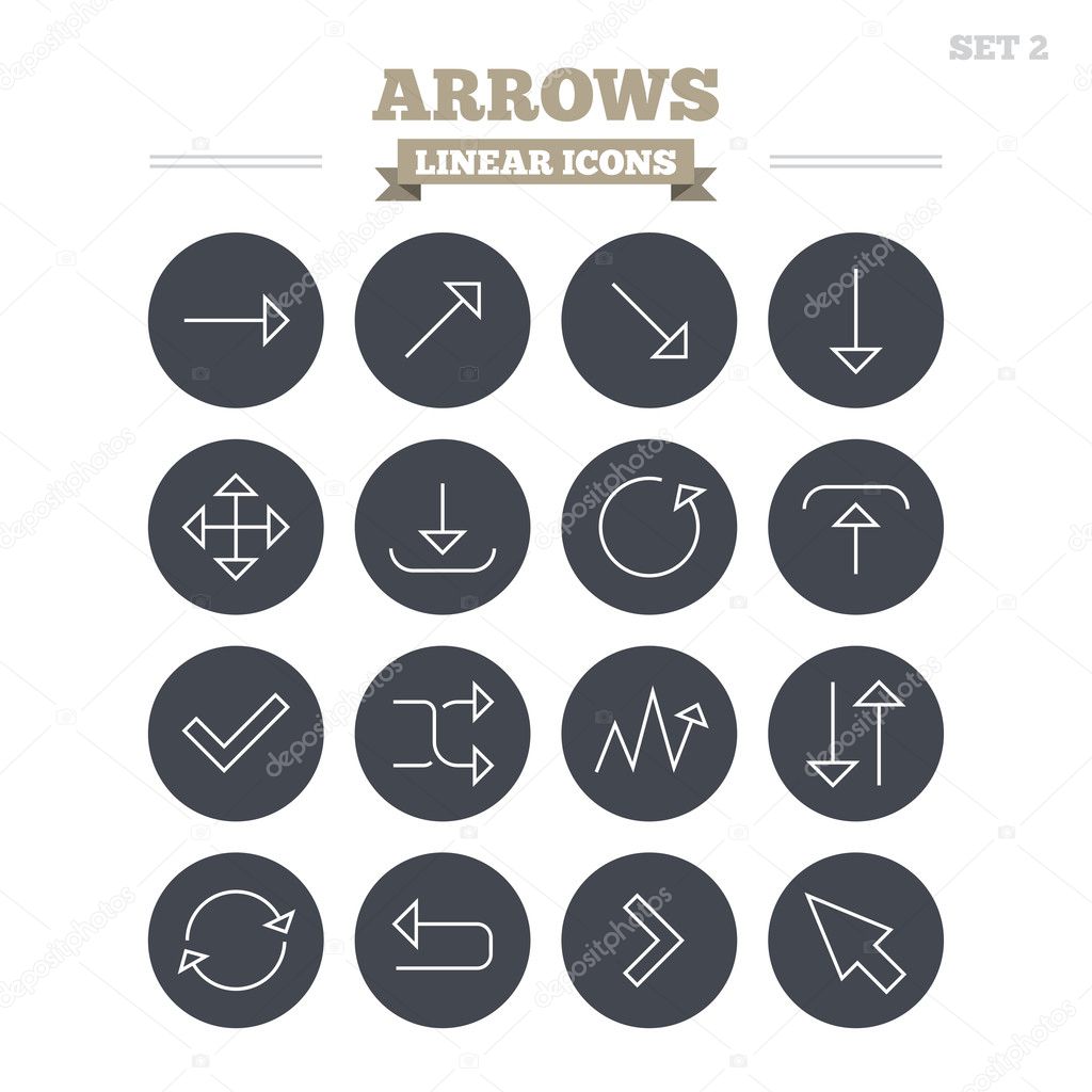 Arrows linear icons set. Stock Vector by ©Blankstock 74216771