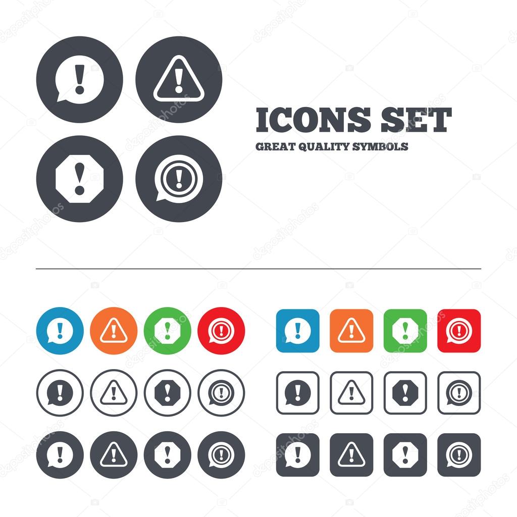 Attention icons. Exclamation speech bubble. Stock Vector Image by ...