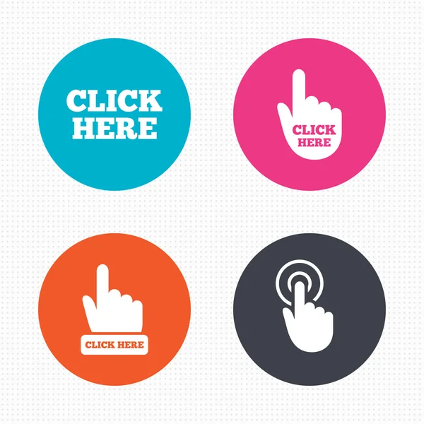 Click here signs. Hand press icons. Vector Stock Vector by ©Blankstock ...
