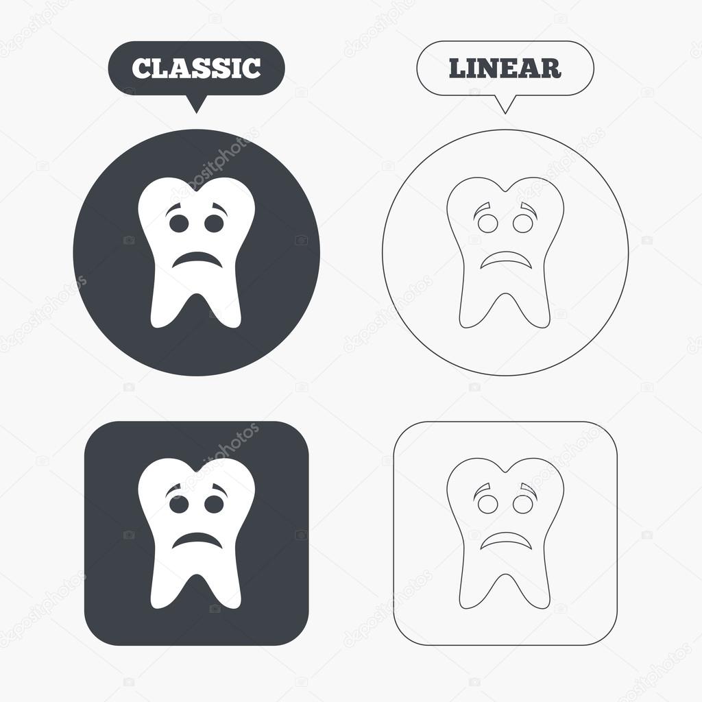 Tooth sad face sign icons Stock Vector Image by ©Blankstock #77937796