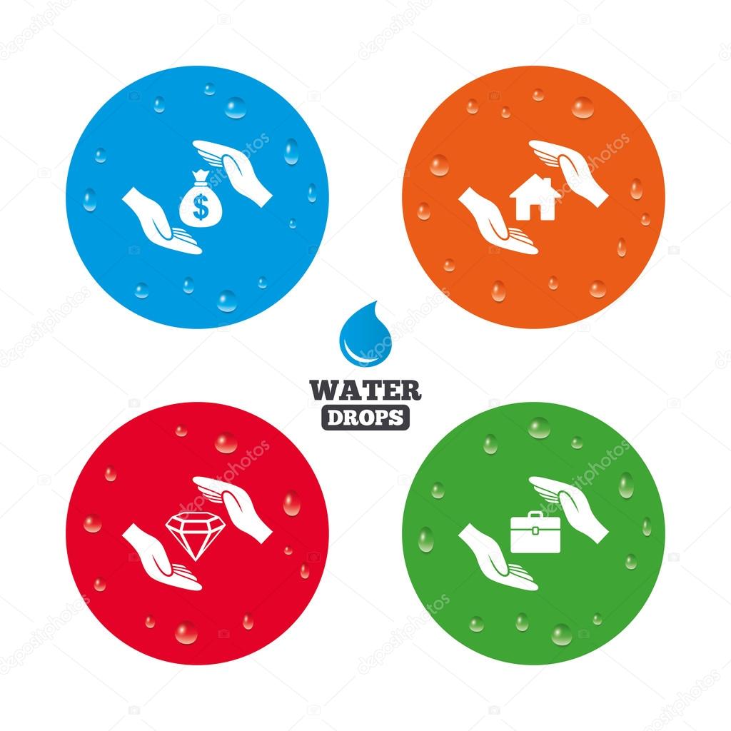 Hands insurance icons. Stock Vector by ©Blankstock 78207706