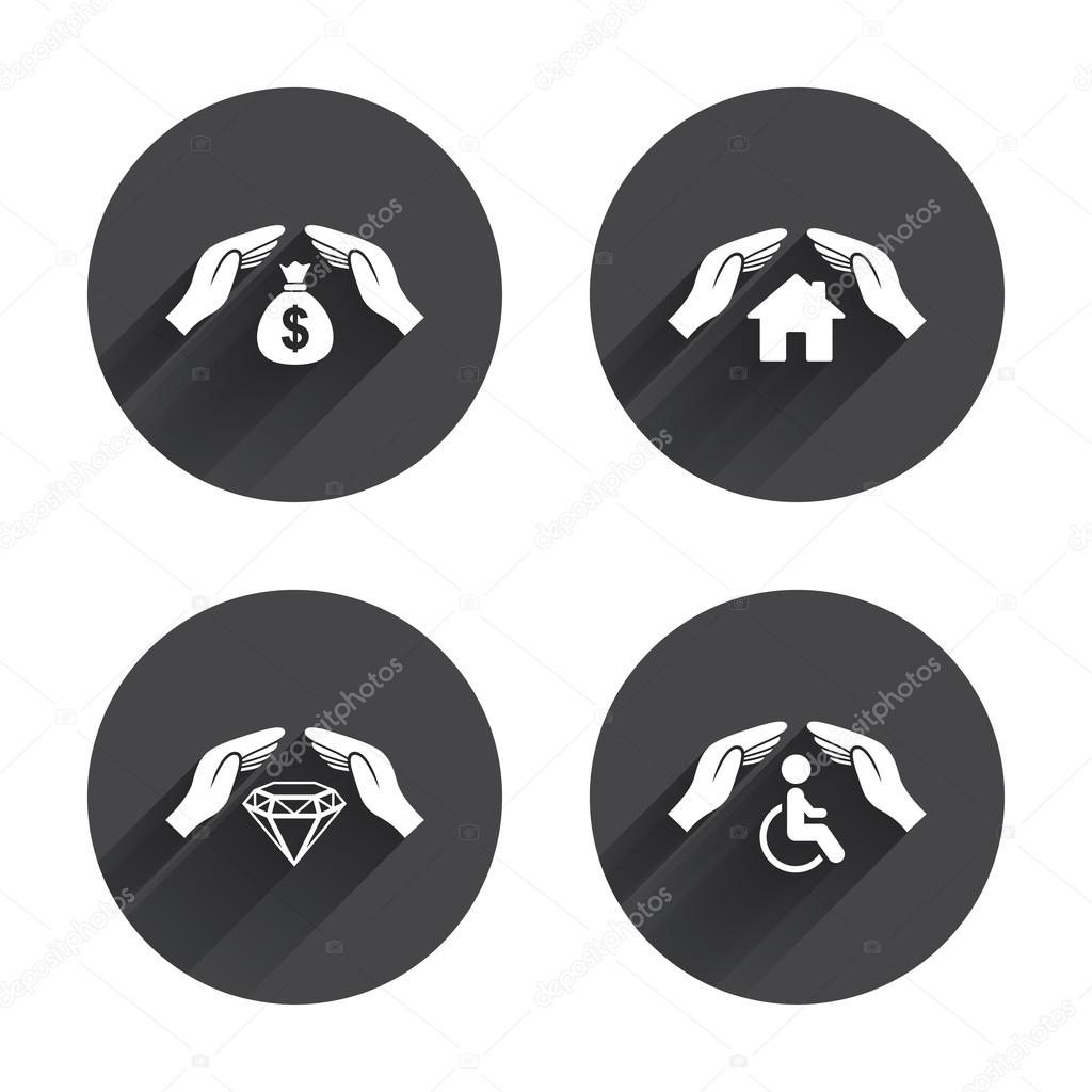 Hands insurance icons. Stock Vector by ©Blankstock 79722012