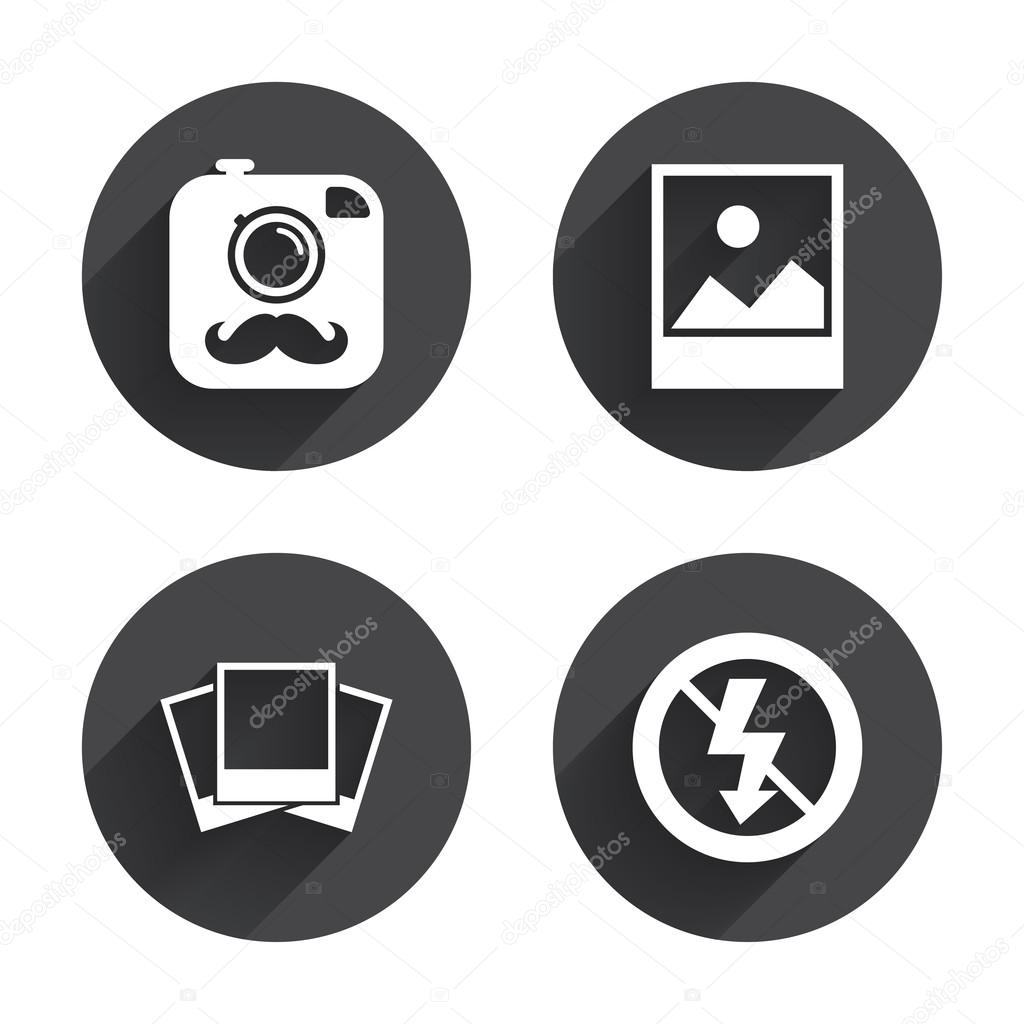 Photo camera, flash icons Stock Vector by ©Blankstock 80511262