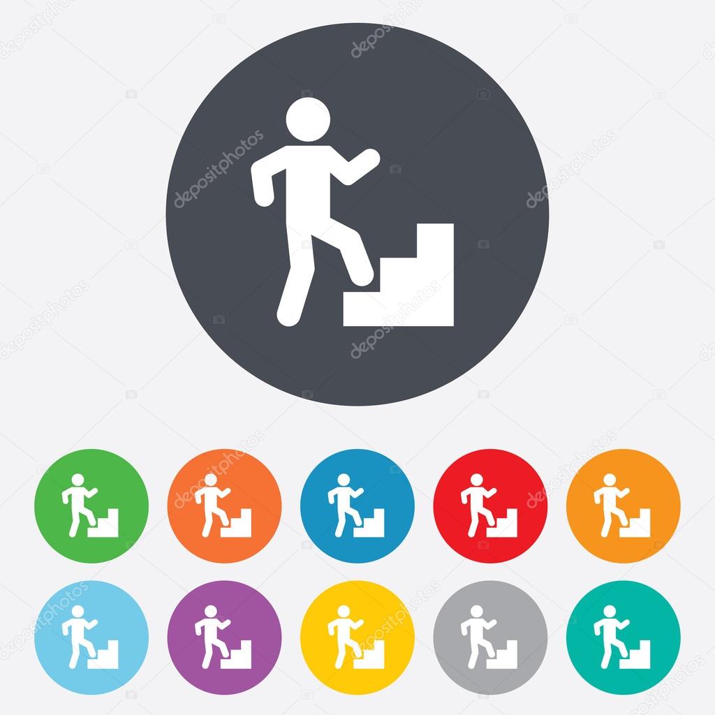 Upstairs icons. Human walking Stock Vector by ©Blankstock 81675766