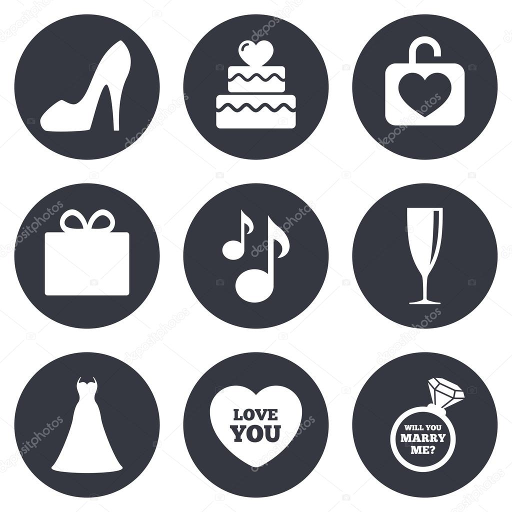 Wedding, engagement icons. Stock Vector by ©Blankstock 87350552