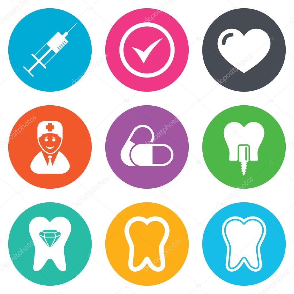 Tooth, dental care icons. Stock Vector by ©Blankstock 89782948