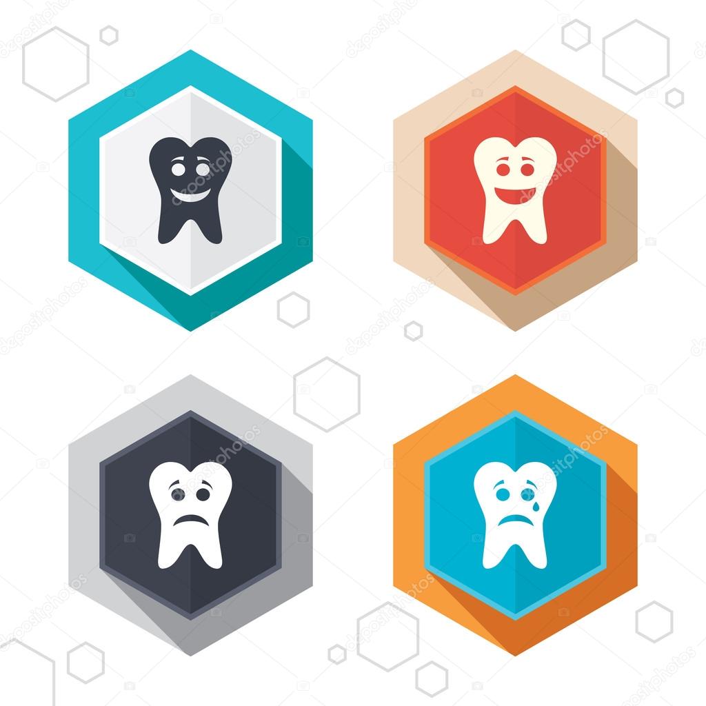 Tooth smile face icons. Stock Vector by ©Blankstock #90377580
