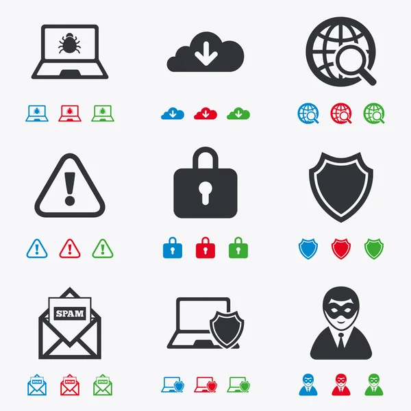Internet privacy icons. Cyber crime signs. Stock Vector Image by ...