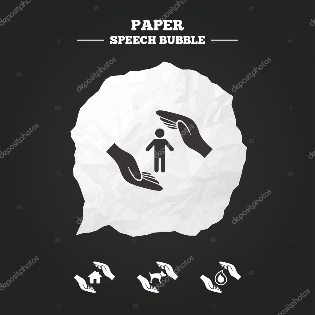 Hands insurance icons. Stock Vector by ©Blankstock 92446368